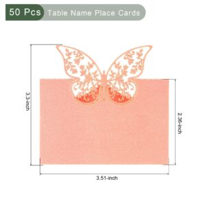 YOKIVE Place Cards for Table Setting, 50Pcs Name Cards Wedding Place Cards Table Place Cards Blank Card for Wedding Reception Dinner Party, Pink