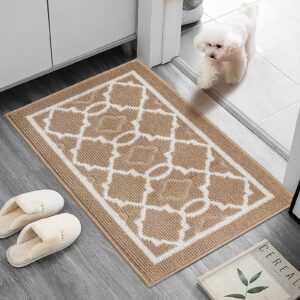 unme dirt trapper door mat indoor entrance washable area rug for front door non-slip entryway rug absorbent doormat for indoor use mudroom or foyer machine washable taupe 24''x35''