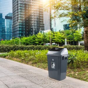 Yarebest 4-Pack 13 Gallon Plastic Trash Cans with Lids, Large Grey Garbage Waste Bin