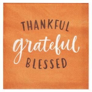 american greetings 50-count 6.5 in. x 6.5 in. lunch napkins, thankful thanksgiving party supplies