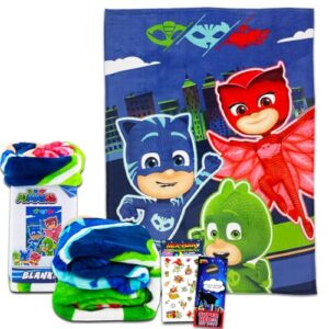 disney pj masks throw blanket bundle - pj masks kids throw blanket for boys and girls plus stickers and more | pj masks blanket size 62" x 90"