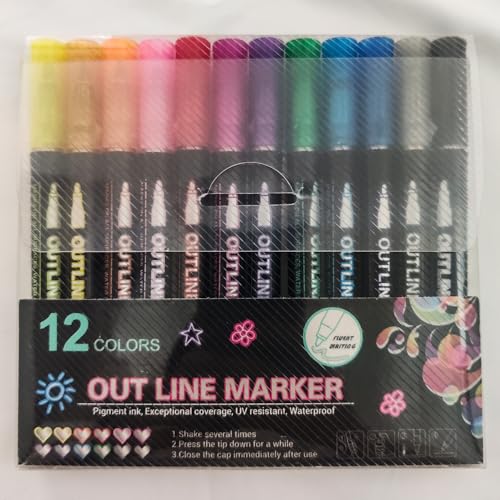 Shimmer Markers Outline Glitter Gel Pens: 12 Christmas Stocking Stuffers Teenage Tween Teen Girl Gifts Trendy Stuff Cute Arts Crafts Art Supplies Kids Ages 4 5 6 8 9 10 14 16 18 Year Old Outliner 2024