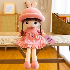 smy linuue cute princess plush toy stuffed plush doll soft throw pillow 17.5 inch,gift girl cute plush birthday gift party cartoon plush toy decoration for kids and girls (pink)