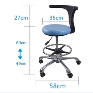 SFKLYU Medical Dentist's Chair Dental Stool with Backrest with 360 Rotating Lift Chair PU Leather Height Adjustable to 49-60Cm,A2