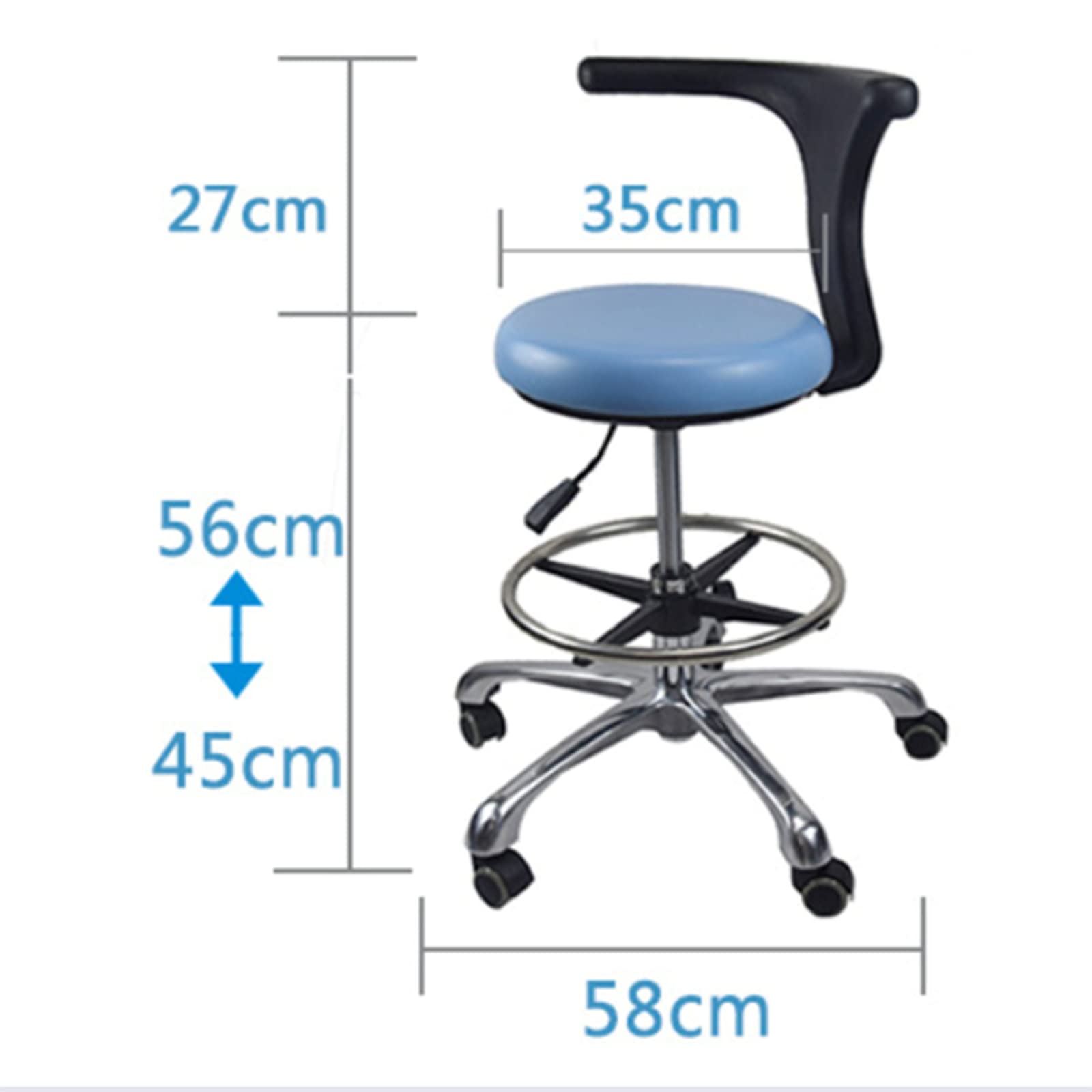 SFKLYU Adjustable Medical Dentist's Chair with Backrest, Medical Dental Stool Dentist Ergonomic Chair with 360 Rotating Lift Chair PU Leather,A6