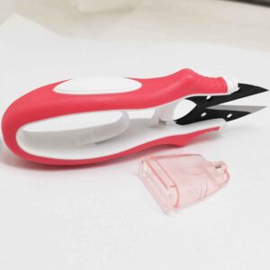 HONEYSEW 3PCS 5 Inch Sewing Scissors Clipper Thread Snips Small Embroidery Thrum Yarn Thread Cutter with Sheath Cover Trimming Nipper for Stitch DIY Supplies Thread Cutter Tool (3PCS RED Thread Snips)