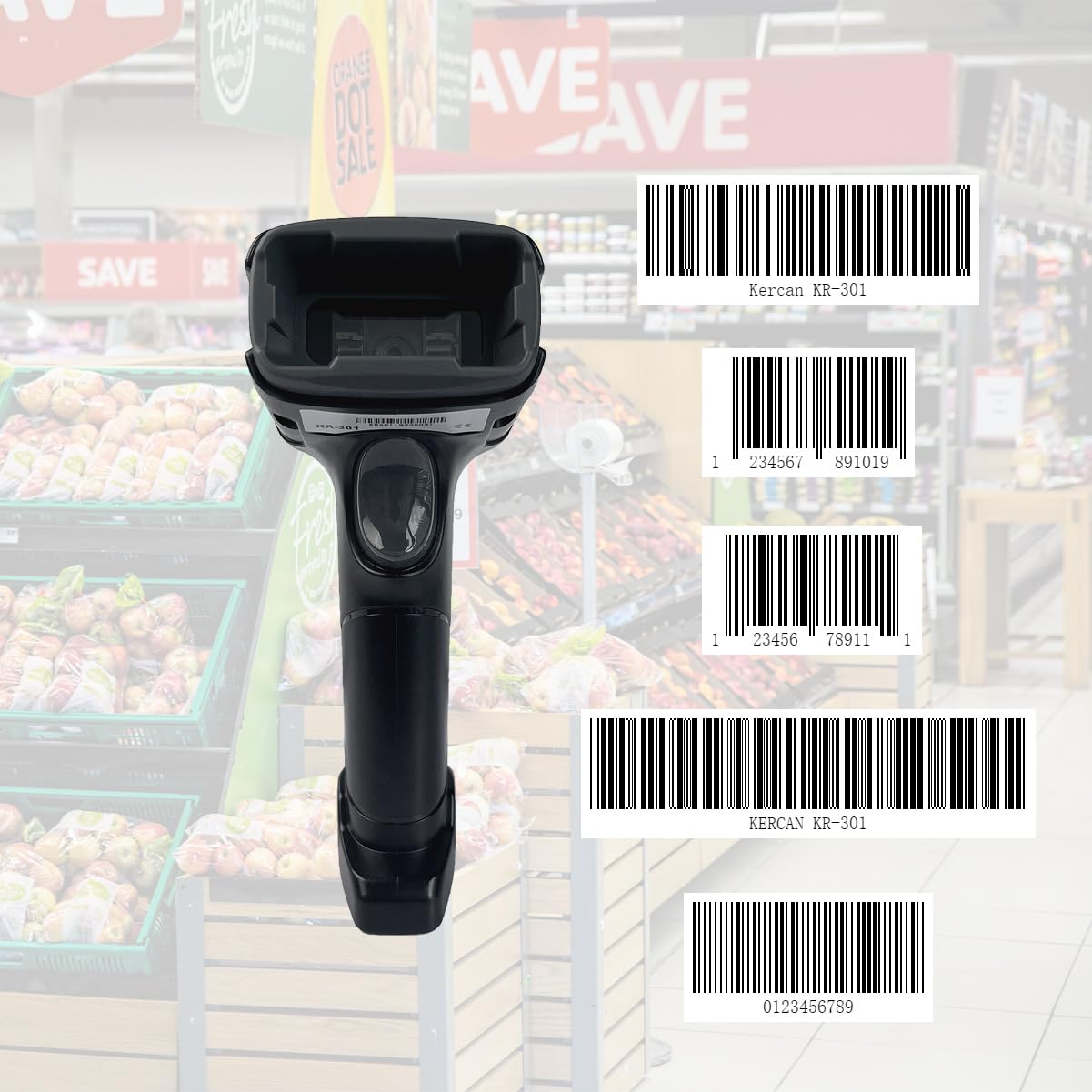 Kercan KR-301 Handheld USB 2D Barcode Scanner Automatic Wired USB 1D 2D QR PDF417 Data Matrix Barcode Scanner CCD Barcode Reader