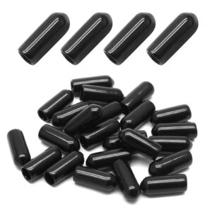 bonsicoky 24 pcs round rubber end caps, 1/4" (6mm) id vinyl flexible screw thread protectors, black bolt end caps for metal tubing rod bolt