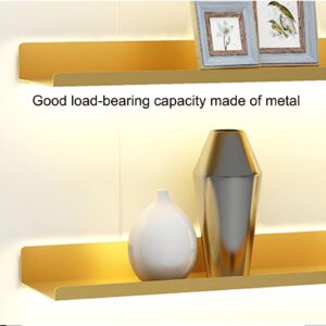 Light-Emitting Shelves, Floating Shelves Floating Display Shelf LED Lighting Effect is Good to Light Up The HomeHolds A Lot of Items Tidy Home (Color : Gold, Size : 50x20x6cm)