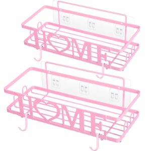 tisancy bathroom accessories set 2 set shower caddy for bathroom organizer wall decor for tub kitchen self adhesive wall mounted storage no drilling shower rack basket bin tray with 4 hook heart sign