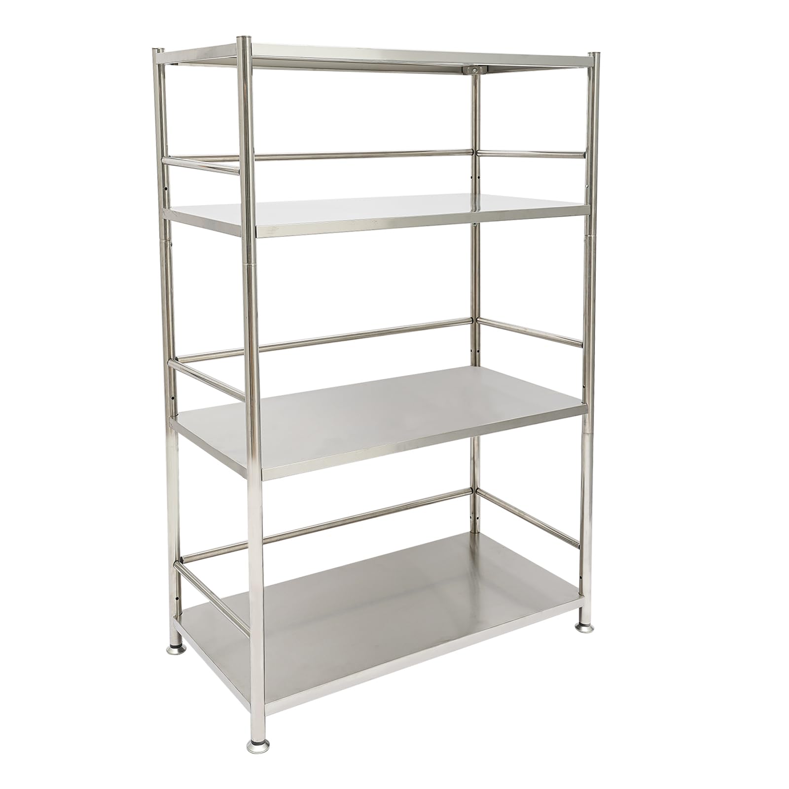 4 Tier Metal Storage Shelves Stainless Steel Storage Racks and Shelving Heavy Duty Metal Shelf Storage Organizer Rack for Kitchen, Garage, Home, Office, Garden