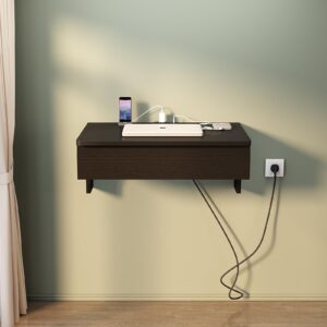 ALISENED Wall Mounted Desk,Floating Desk Wall Mount Laptop Desk, Space Saving Wall Mounted Table Wall Desk with Storage Drawer for Home, Office