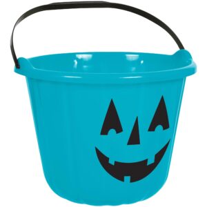 amscan teal pumpkin bucket - 6.8" x 8.8" | plastic halloween candy holder, eco-friendly, unique design for trick-or-treating and fall decor