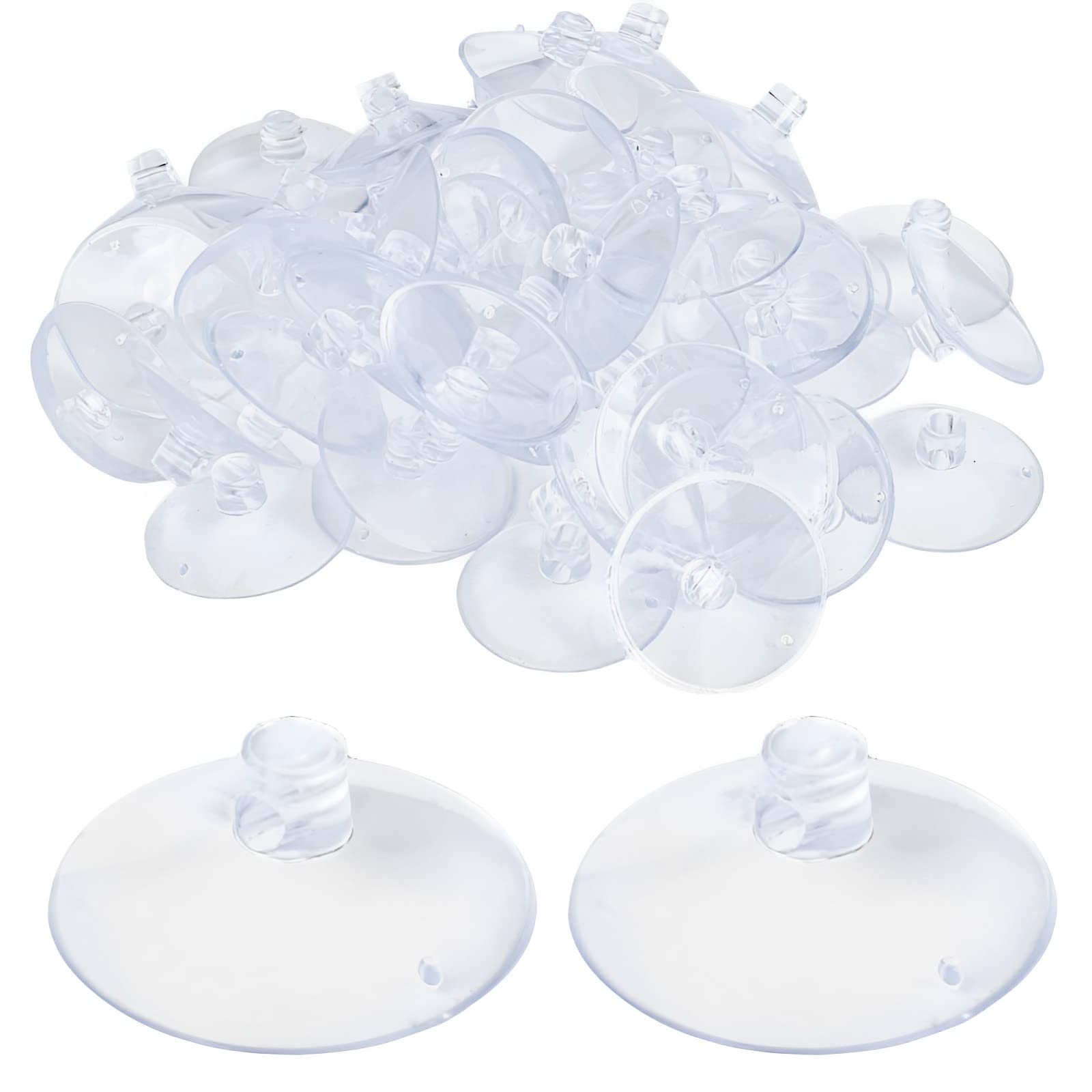 AccEncyc Suction Cup with Hole 1.2'' Glass Suction Pads Clear PVC Sucker Pads Small Suction Holder for Bathroom Wall Door Glass Window Car Shade (50pcs)