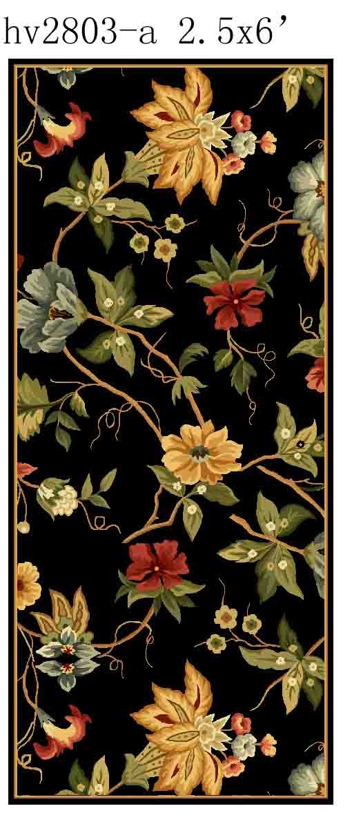 SAFAVIEH Chelsea Collection Accent Rug - 2' x 3', Black, Handmade French Country Wool, Floral Design, Ideal for Living Room, Bedroom, Dining Room (HK311A-23)