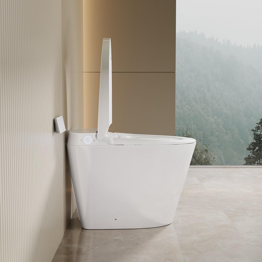 ELLAI Smart Toilet ADA Height Tankless Elongated Bidet Toilet with Auto Flush, One Piece Toilet with Bidet Build in Heated Seat and Multi-Function Remote Control in White