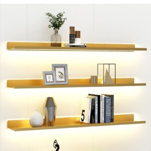 Light-Emitting Shelves, Floating Shelves Floating Display Shelf LED Lighting Effect is Good to Light Up The HomeHolds A Lot of Items Tidy Home (Color : Gold, Size : 50x20x6cm)