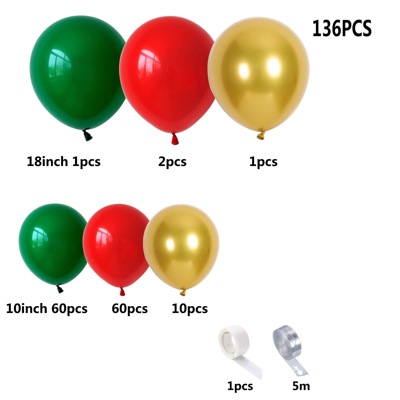 DIY Balloon Arch Kit Red Green and Gold Balloon Garland for Birthday Baby Shower Wedding Graduation Christmas Party Decoration