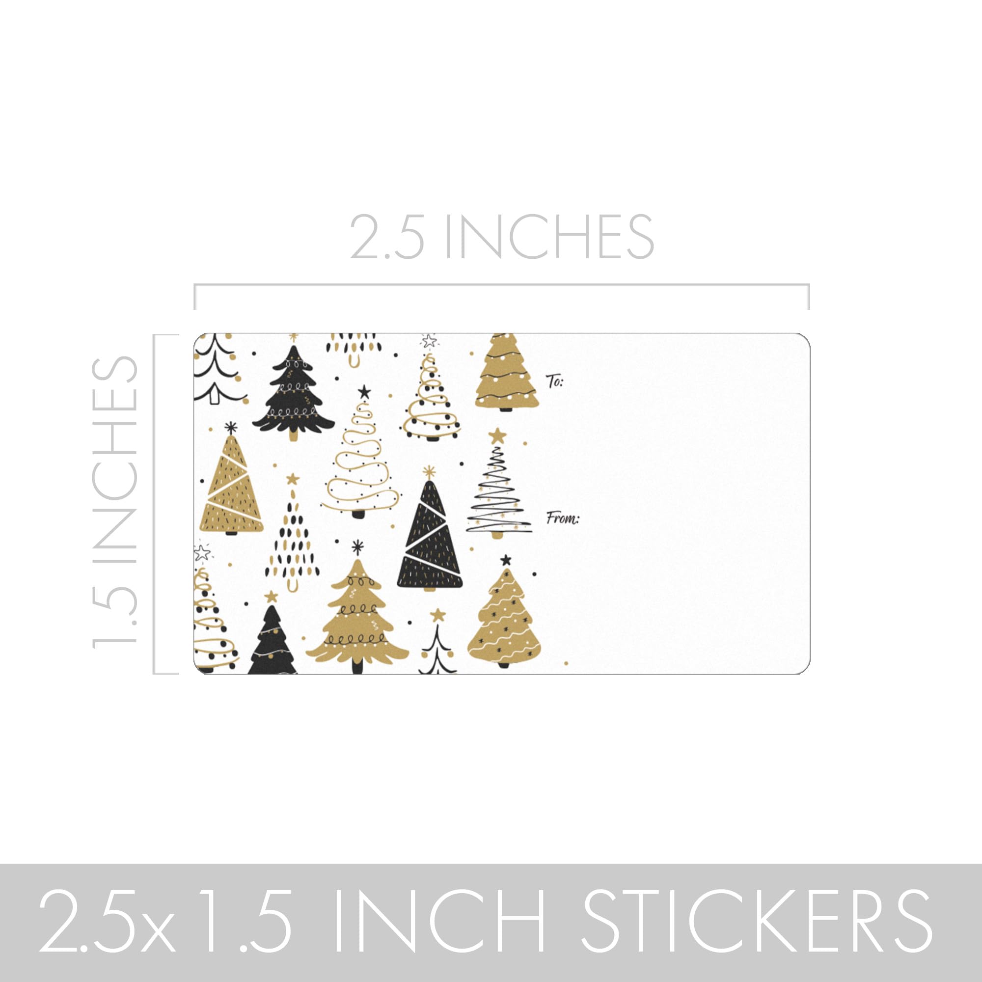 Black and Gold Christmas Gift Tags, 75 Gift Wrap Tags, Peel and Stick Christmas Gift Tags