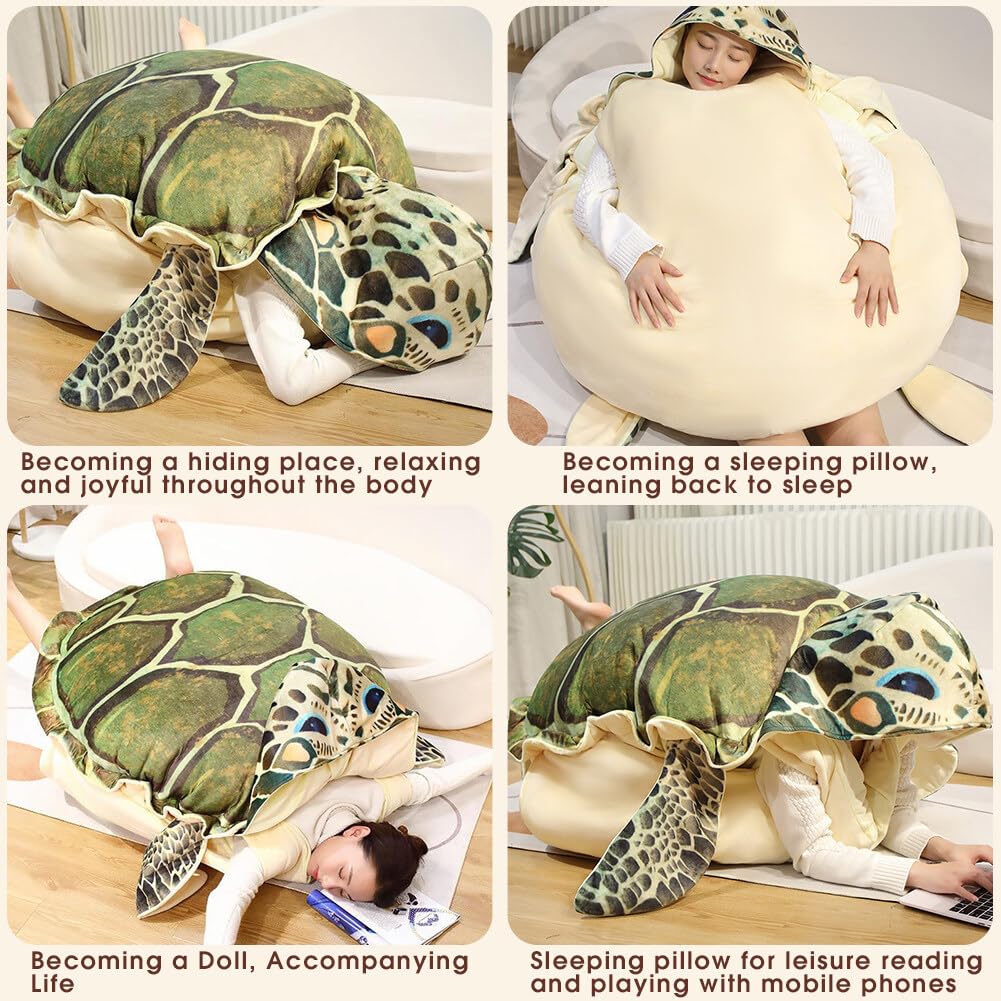 Yuthsona 40IN Wearable Turtle Shell Pillows Tortoise Plush Pillow Turtle Shell Stuffed Animal Costume Plush Toy Funny Dress Up Creative Gifts for Boys and Girls