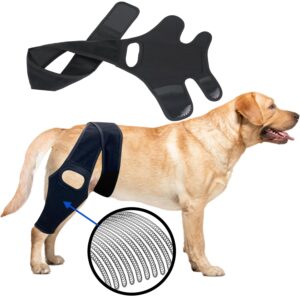 sacerku dog knee brace with side stabilizers for dog acl, adjustable canine shoulder leg hip wraps for arthritis & torn ccl, wound care & loss of stability from arthritis (l, black)