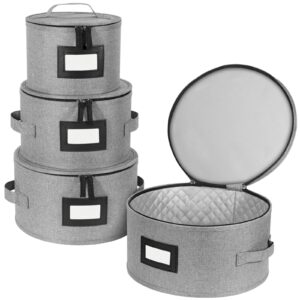 baleine china storage containers, hard shell case for organizing, stackable moving storage box with felt plate dividers for dishes, glasses, mugs (plate set)