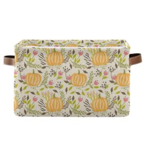 large storage basket floral pumpkin halloween autumn foldable storage box organizer bins with handles for bedroom home office