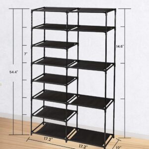 HOUSE AGAIN Shoe Rack Storage Organizer, 8 Tier Tall Shoe Rack,Shoe Holder,Shoe Stand,Free Standing Shoe Shelf for Garage Closet Entryway, 26-30 Pairs Metal Shelf Large Stackable for Boot,Black