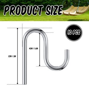 Blulu 10 Pcs 2'' Long Shed Hooks Shed Accessories for Hanging Heavy Duty Individual Utility Hooks Universal Wall Mounted J Utility Hangers for Tools Shovels Rakes Bikes Storage (Silver)