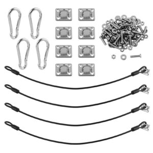 Jaeskeclip 4sets Trash Can Lock Kit, Garbage Can Lock, Trash Safe, with Rubber Coated Braided Wire Rope, Stainless Steel Hasp, Mounting Hardware, Self-Tapping Screws, for Garden, Park, Outdoor