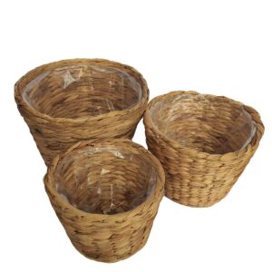 Set of 3 pcs Stylish Seagrass Planter Basket - Natural Water Hyacinth Small Storage - Made of Eco Friendly - Flower Pot Table Decoration - Boho Decor - Gift For Her