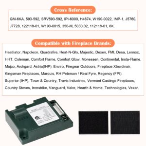 Hiorucet GM-6KA Control Module for Dexen, Heat-N-Glo, Quadrafire, Napoleon and Heatilator Fireplace, IPI Electronic Ignition Module for Dexen Industries GM6KA, 593-592, SRV593-592, IPI-6000, HHT 350M.