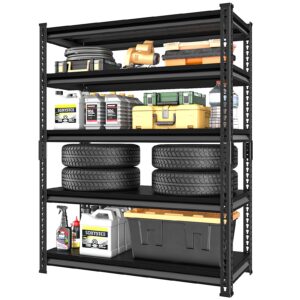 sdxystce garage shelving heavy duty 2500lbs loads, 48" w adjustable garage storage shelves, 5-tier metal shelving units and storage, industrial utility shelf, 48" wx18 dx78 h,black