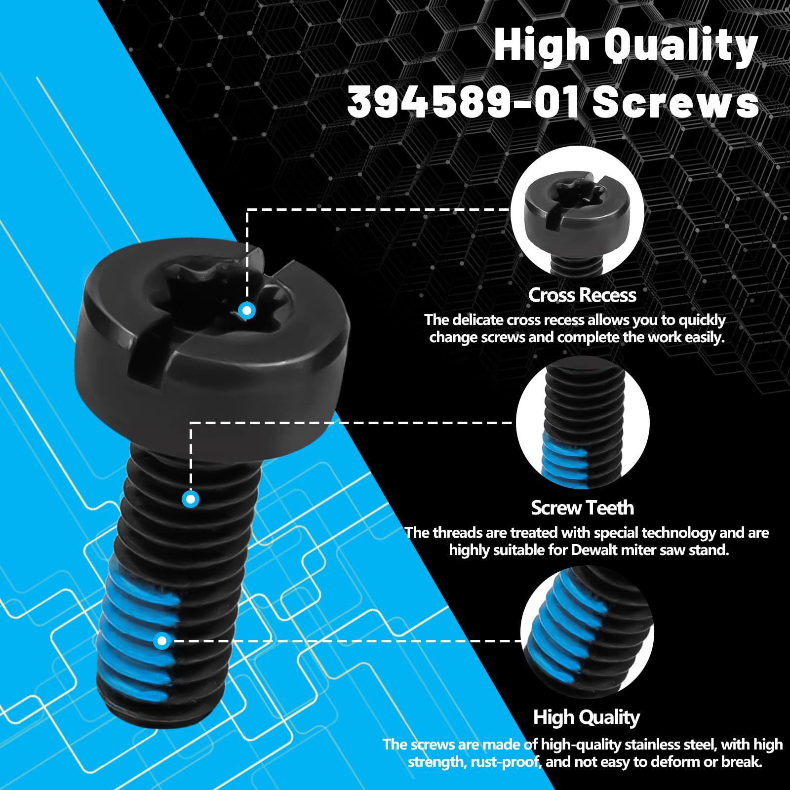 394589-01 Screw Compatible with Dewalt Miter Saw Stand - Replace for DWS779 DWS780 DW703 DW704 DW705S - 2 Pack