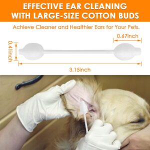 VERCCA Dog Ear Cleaner - Dog Ear Infection Treatment Gourd-Shaped Swabs, Cotton Buds for Dog Cat Ear Cleaner Tool Cotton Sticks Safer Cleaning of Your Pet's Ears Canal