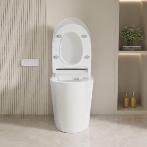 ELLAI Smart Toilet ADA Height Tankless Elongated Bidet Toilet with Auto Flush, One Piece Toilet with Bidet Build in Heated Seat and Multi-Function Remote Control in White