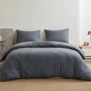 simple&opulence 100% jersey knit cotton duvet duvet cover set -ultra soft duvet cover king size-1 comforter cover and 2 pillowcases (dark grey, 104"x92")