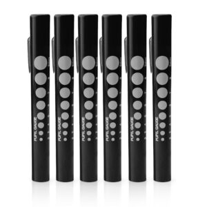 dexsur pupil gauge penlight, lightweight and moulded plastic body, clip-on design, disposable, pack of 6 pcs, black