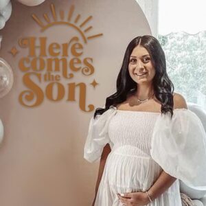 Here Comes The Son Wall Sticker - Gold Brown Baby Shower Party Decorations,Welcome Little Man Decors, Gender Reveal Party, 1st Birthday Party Supplies,Here Comes The Sun Baby Shower