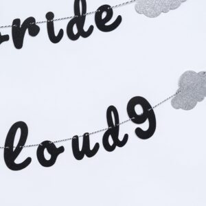 The Bride Is On Cloud 9 Banner - Bachelorette Party Decor,Silver Glitter Banner for Engagement Wedding Decorations,Bridal Shower Sign Party Engagement,Wedding Receptions Party Supplies(Black) (On