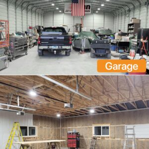 Pvilub High Bay LED Shop Lights: 150W 21000LM UFO LED High Bay Light with US Plug, 120-277V, IP65 Commercial Bay Lighting, High Bay LED Lights for Garage Workshop Warehouse Factory Barn 2PACK