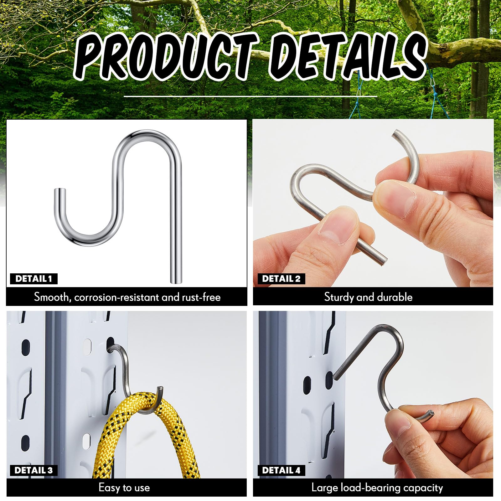 Blulu 10 Pcs 2'' Long Shed Hooks Shed Accessories for Hanging Heavy Duty Individual Utility Hooks Universal Wall Mounted J Utility Hangers for Tools Shovels Rakes Bikes Storage (Silver)