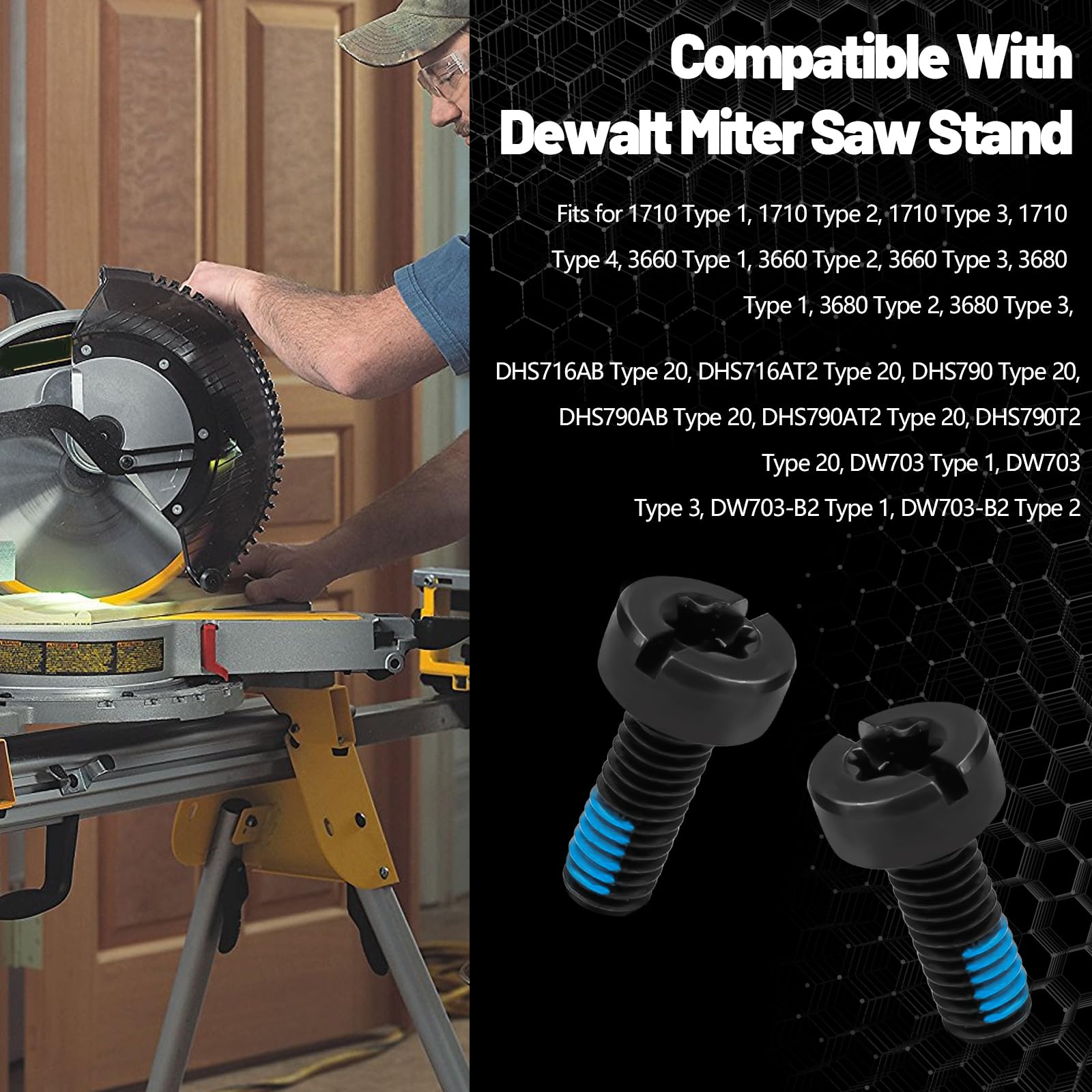 394589-01 Screw Compatible with Dewalt Miter Saw Stand - Replace for DWS779 DWS780 DW703 DW704 DW705S - 2 Pack