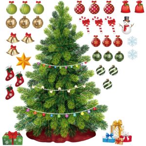 cholemy 41 pcs christmas tree wall sticker 36 x 26.27 inch vinyl christmas decoration stickers removable xmas balls wall decor decal for diy art window living room bedroom nursery school cafe hotel