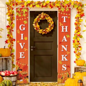 katchon, give thanks banner outdoor - large 72x12 inch | give thanks door banner, happy thanksgiving banner, thanksgiving door decorations | thanksgiving door banner, thanksgiving decorations outdoor