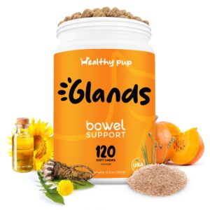 glands bowel support - 120 delicious scoot soft chews for scooting, healthy anal glands, and digestive health - made with pumpkin powder for dogs