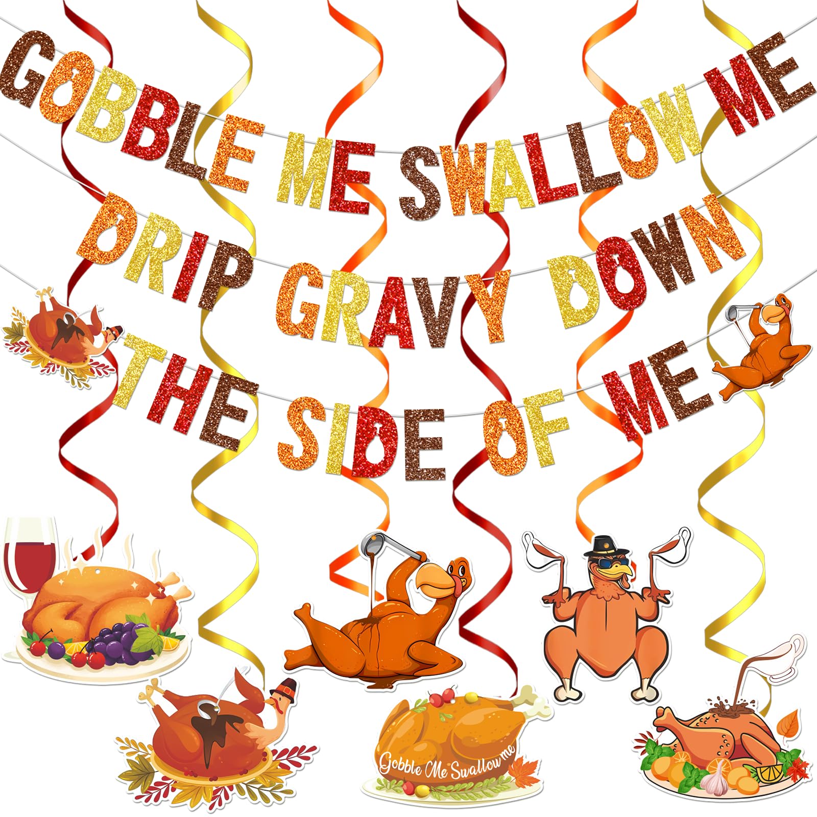 Gobble Me Swallow Me Decorations Thanksgiving Dinner Decorations Friendsgiving Decorations Thank You Banner Happy Thanksgiving Banner Friendsgiving Party Decorations