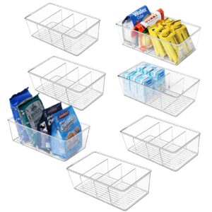 wilfox pantry organizer, 7 pack clear organizer bins with removable dividers, pantry organizers and storage, fridge organizer and cabinet organizer for snack, pouches, spice packets