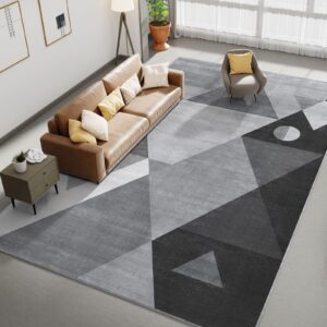 homfine washable modern area rug - geometric style 5x7 rugs for living room, bedroom, machine washable rug soft non slip non shedding area rug - grey, 5'x7'