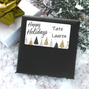 Black and Gold Christmas Gift Tags, 75 Gift Wrap Tags, Peel and Stick Christmas Gift Tags